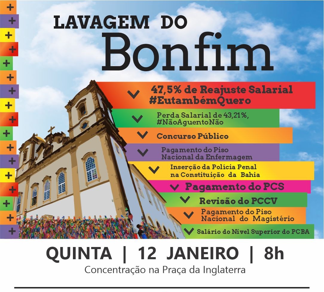 Sindsaúde - Ba | Contagem regressiva! 12 de janeiro, Sindsaúde Ba na tradicional Lavagem do Bonfim.